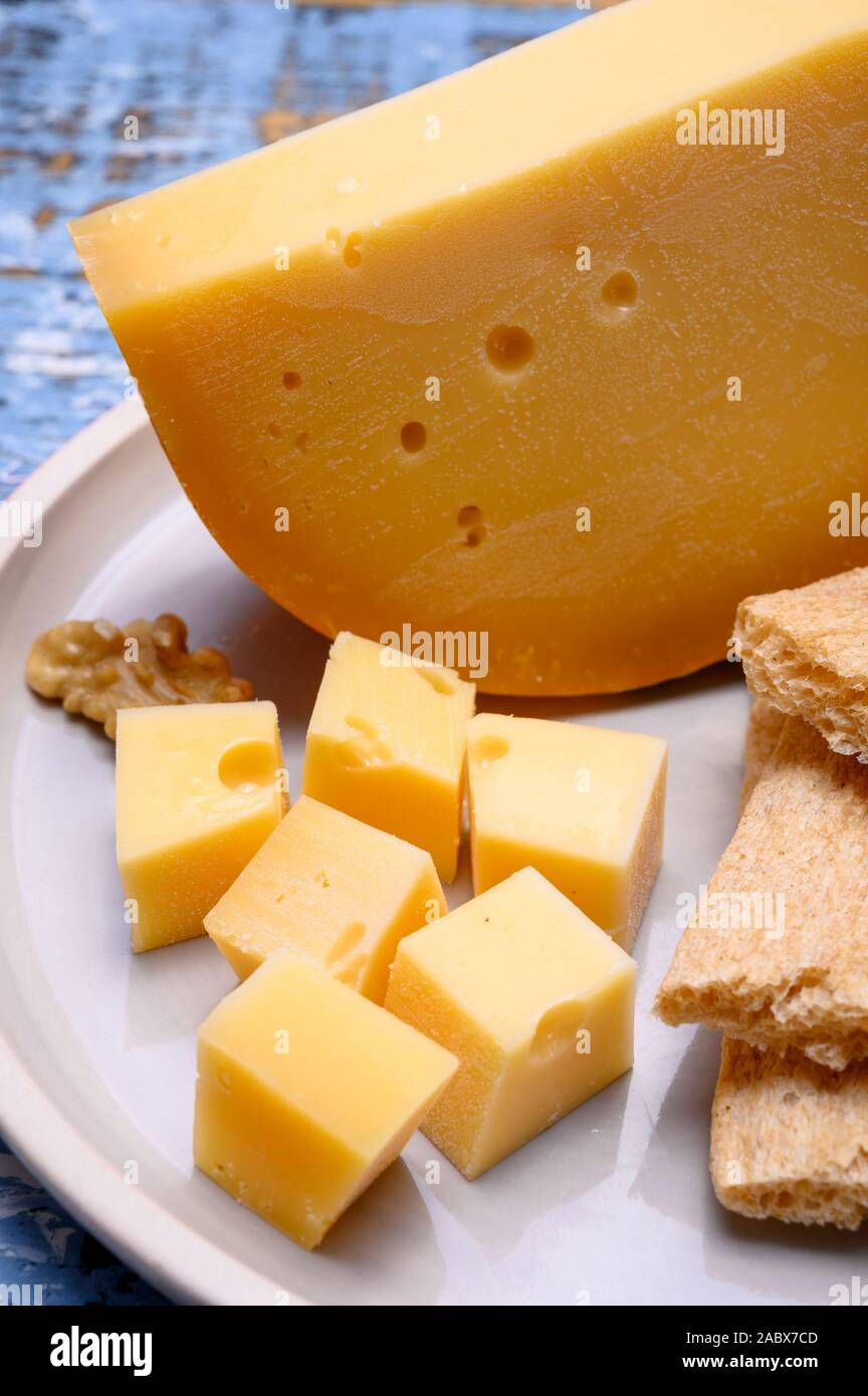 Cheese collection, Dutch gouda hard yellow cheese made from cow milk ...