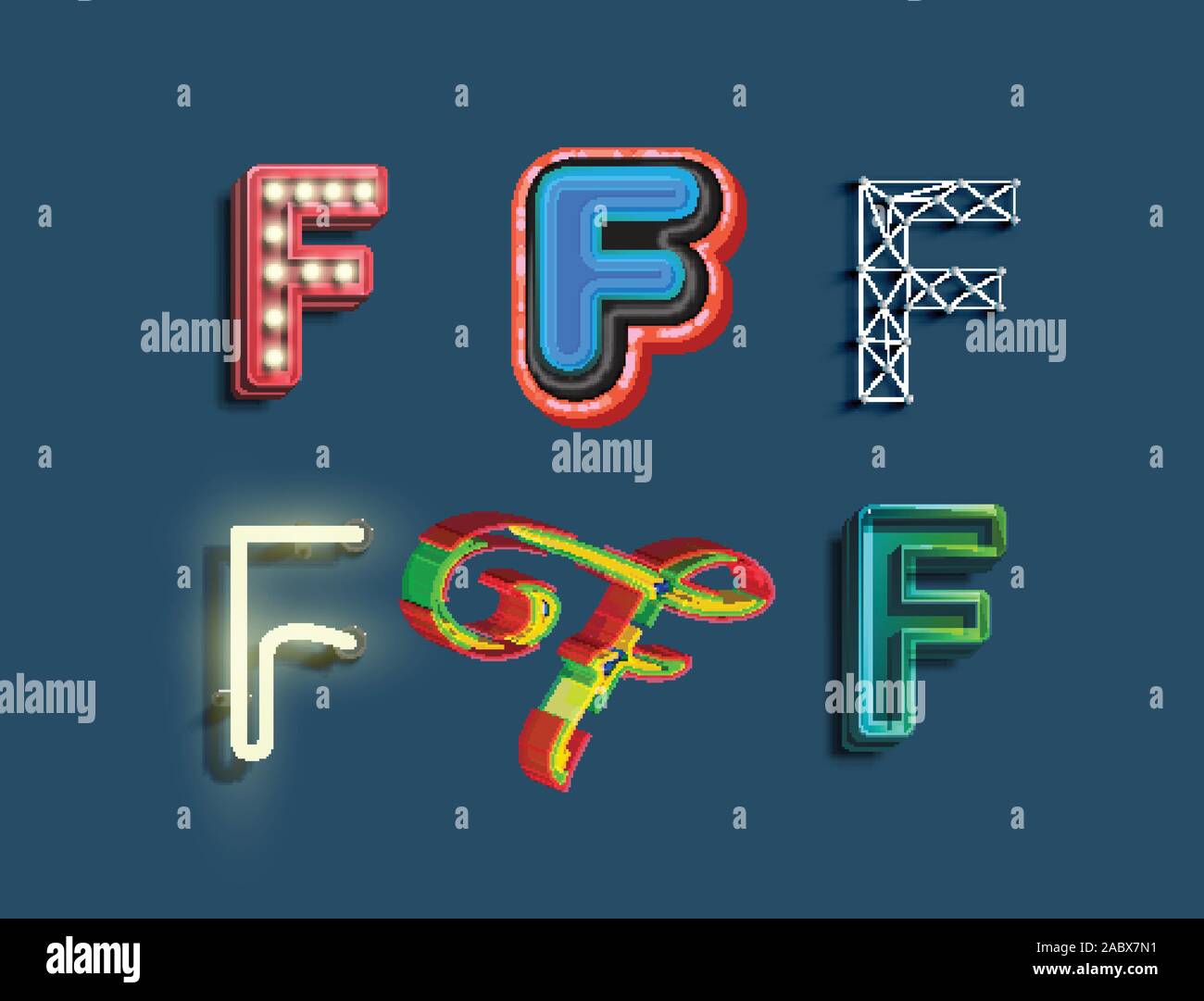 A character set of 6 different styled font, vector Stock Vector Image ...