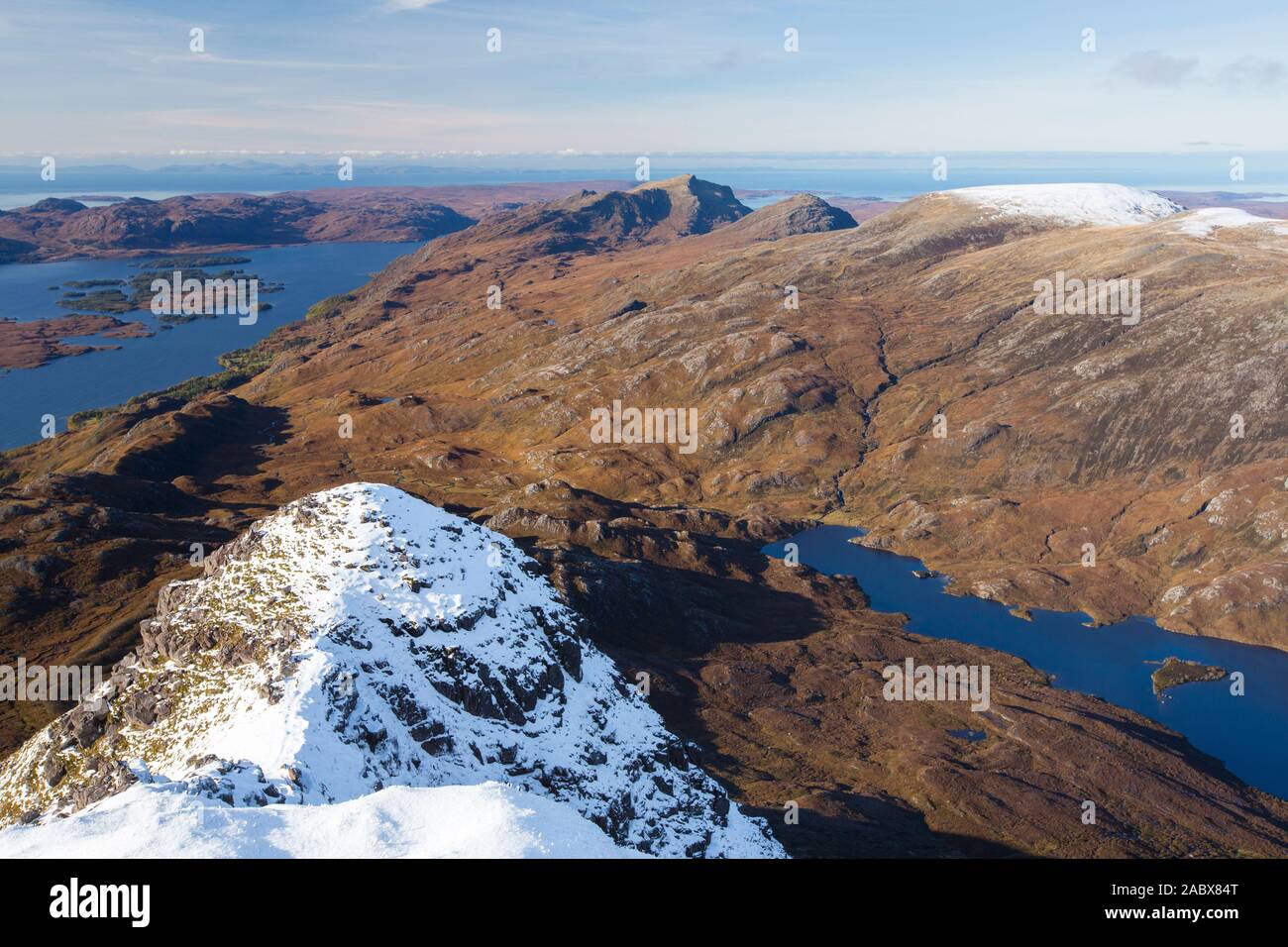 Looking down to Loch Maree from the Munro, Slioch, Scotland, UK Stock ...