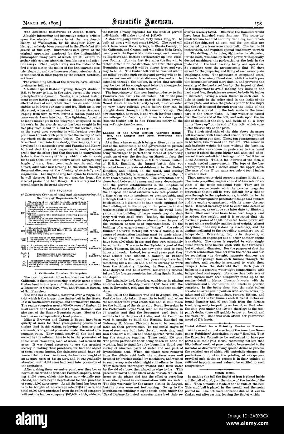 The Electrical Discoveries of Joseph Henry. fe A California Lumber ...