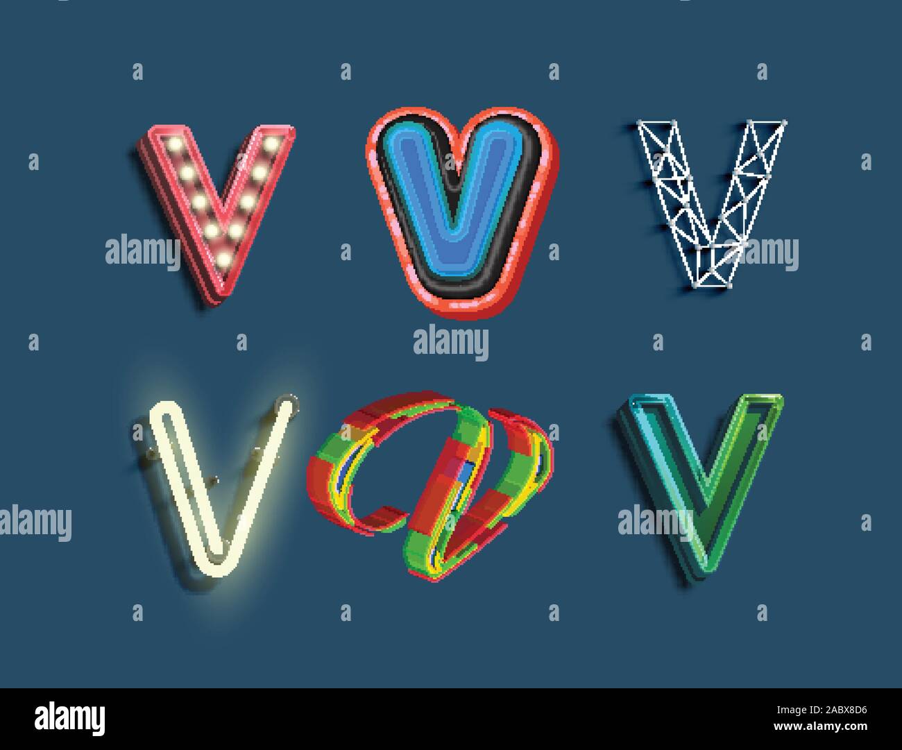 A character set of 6 different styled font, vector Stock Vector Image ...