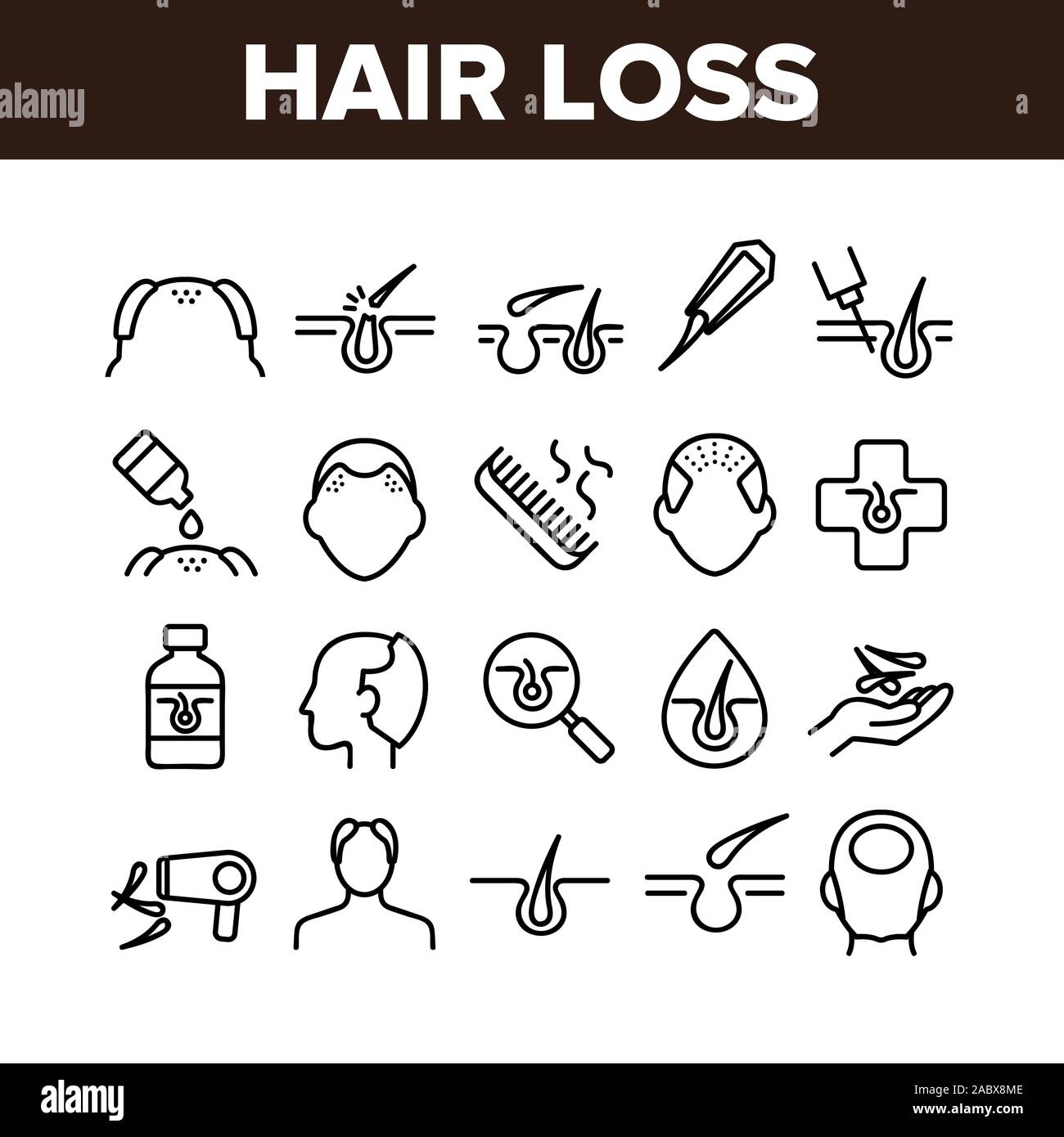 Hair Loss Collection Elements Icons Set Vector Stock Vector Image & Art ...
