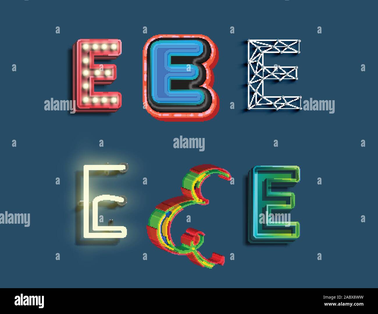 A character set of 6 different styled font, vector Stock Vector Image ...
