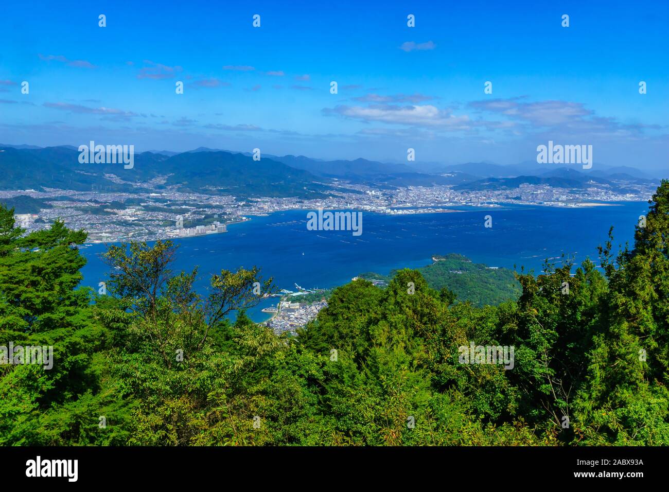 View of landscape from the top of Mount Misen, in Miyajima (Itsukushima ...