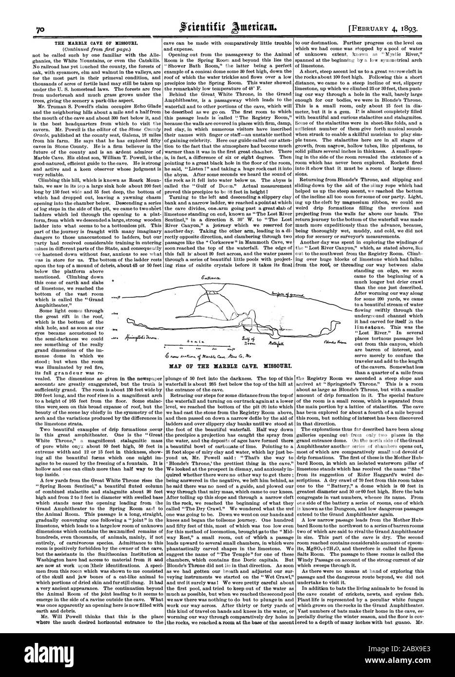 THE MARBLE CAVE OF MISSOURI. where the much desired horizontal entrance ...