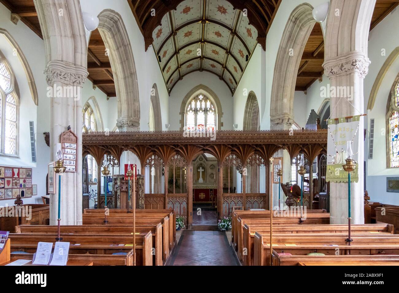 Interior of the Old English Parish Church of St Mary and St Gabriel in ...