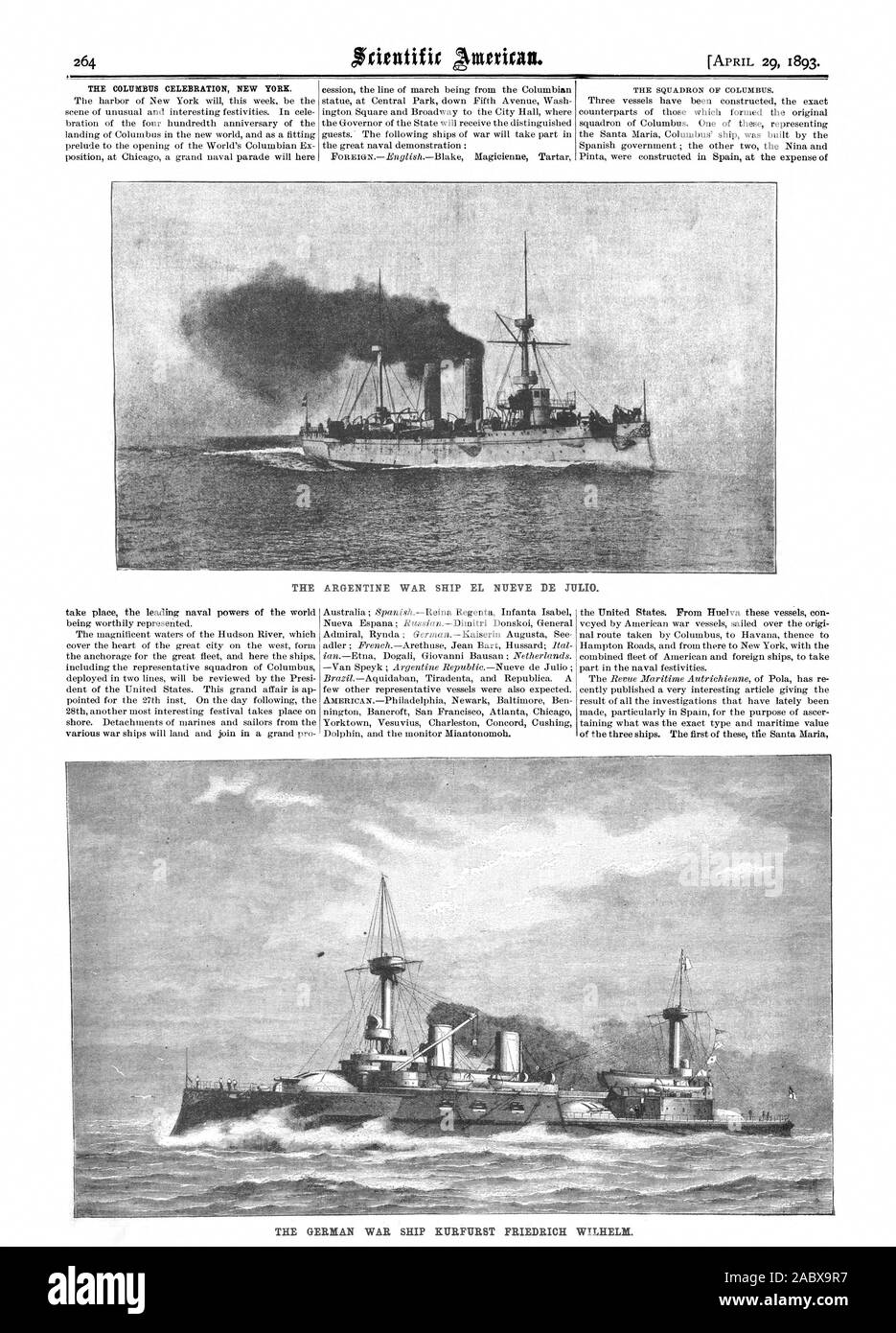 THE COLUMBUS CELEBRATION NEW YORK. THE ARGENTINE WAR SHIP EL NUEVE DE ...