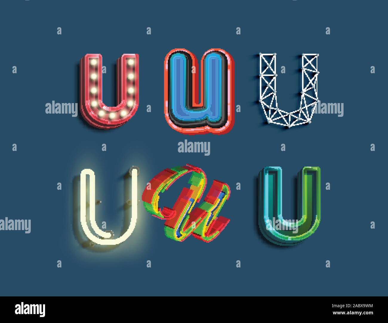 A character set of 6 different styled font, vector Stock Vector Image ...