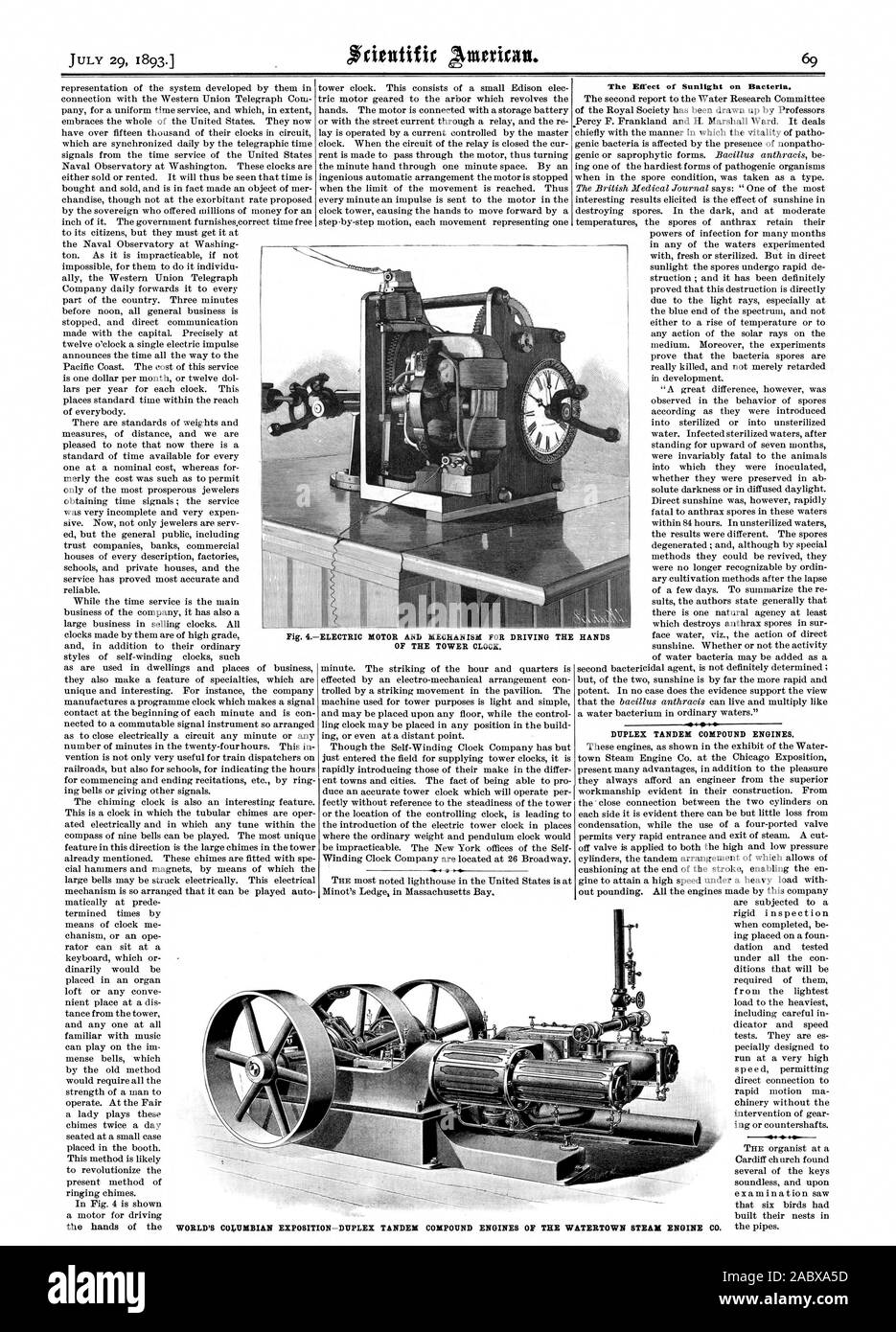 The Effect of Sunlight on Bacteria. DUPLEX TANDEM COMPOUND ENGINES ...