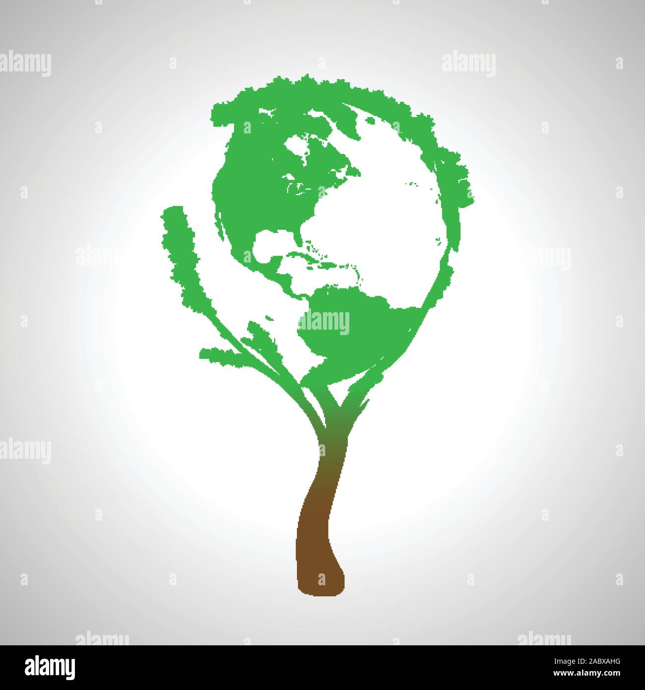 Globe world map on a tree, vector Stock Vector Image & Art - Alamy