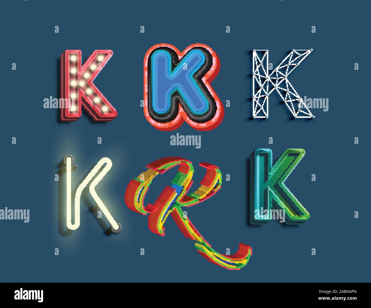 A character set of 6 different styled font, vector Stock Vector Image ...