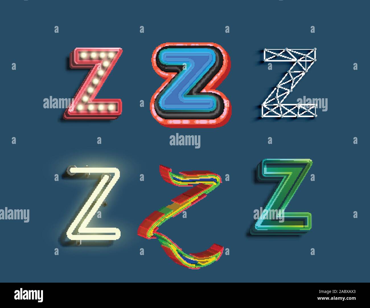 A character set of 6 different styled font, vector Stock Vector Image ...
