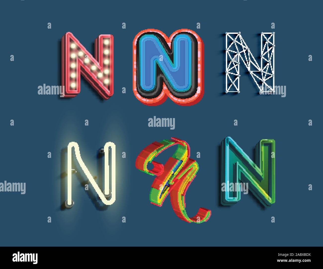 A character set of 6 different styled font, vector Stock Vector Image ...