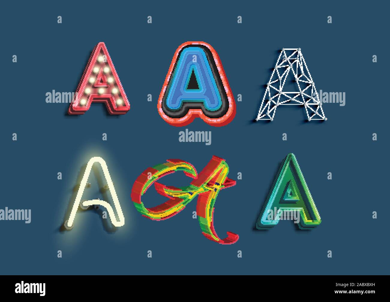 A character set of 6 different styled font, vector Stock Vector Image ...