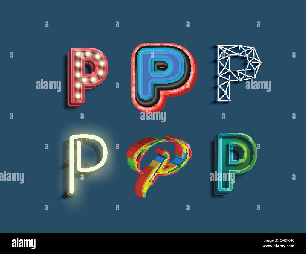 A character set of 6 different styled font, vector Stock Vector Image ...