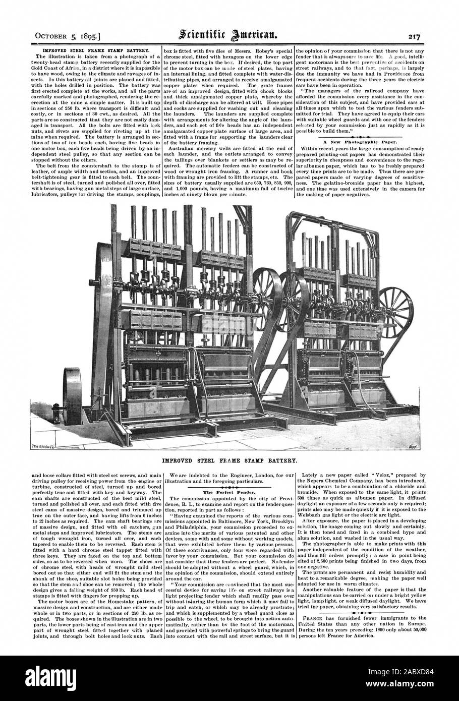 OCTOBER 5 18951 IMPROVED STEEL FRAME STAMP BATTERY. A New Photographic ...