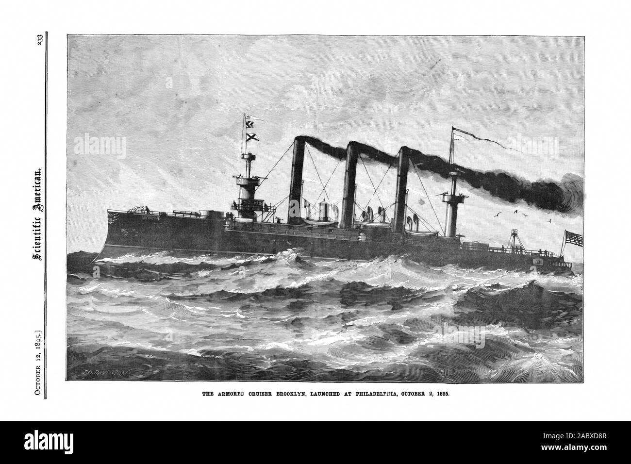 THE ARMORED CRUISER BROOKLYN LAUNCHED AT PHILADELPHIA OCTOBER 2 1895 ...