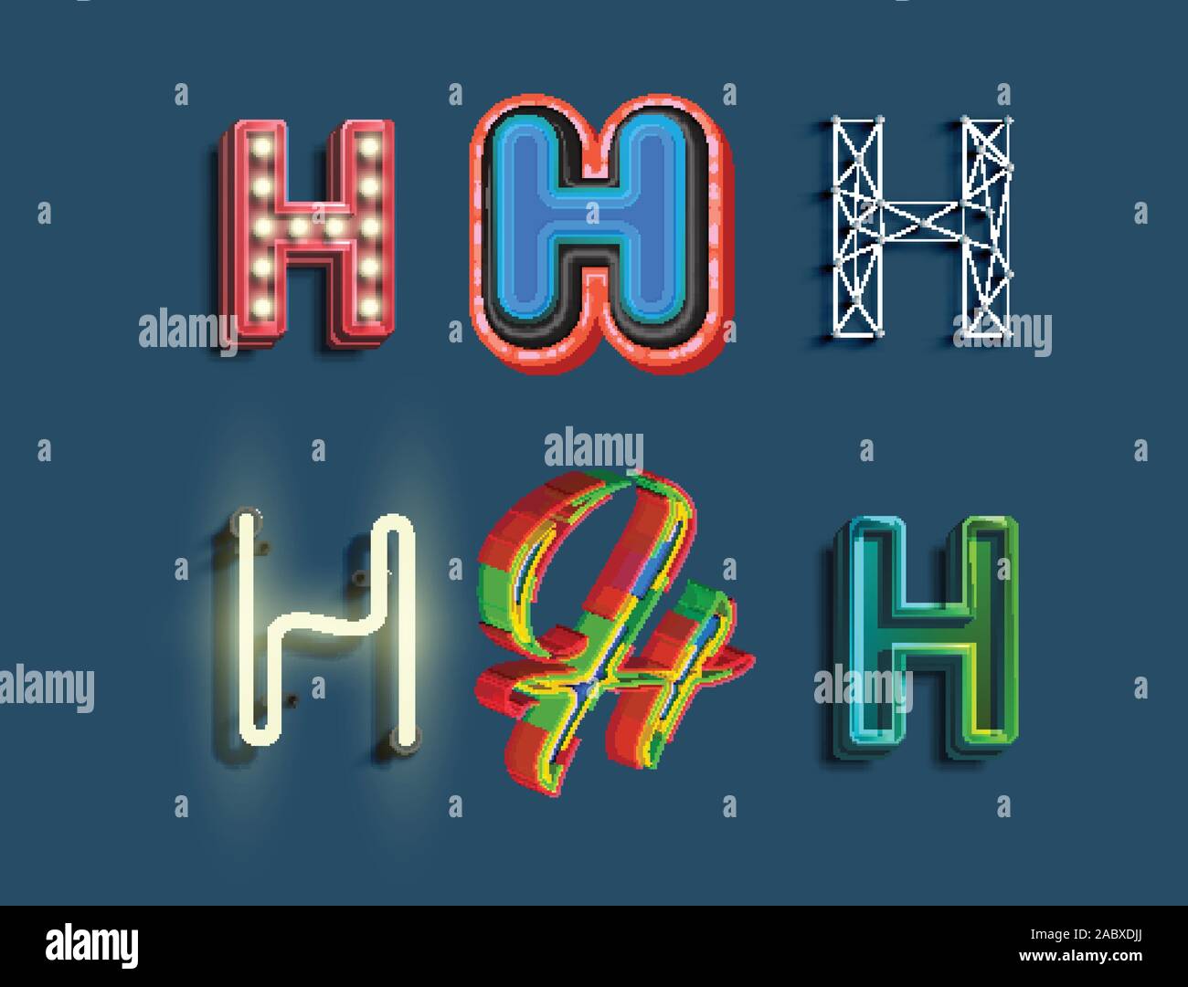 A character set of 6 different styled font, vector Stock Vector Image ...