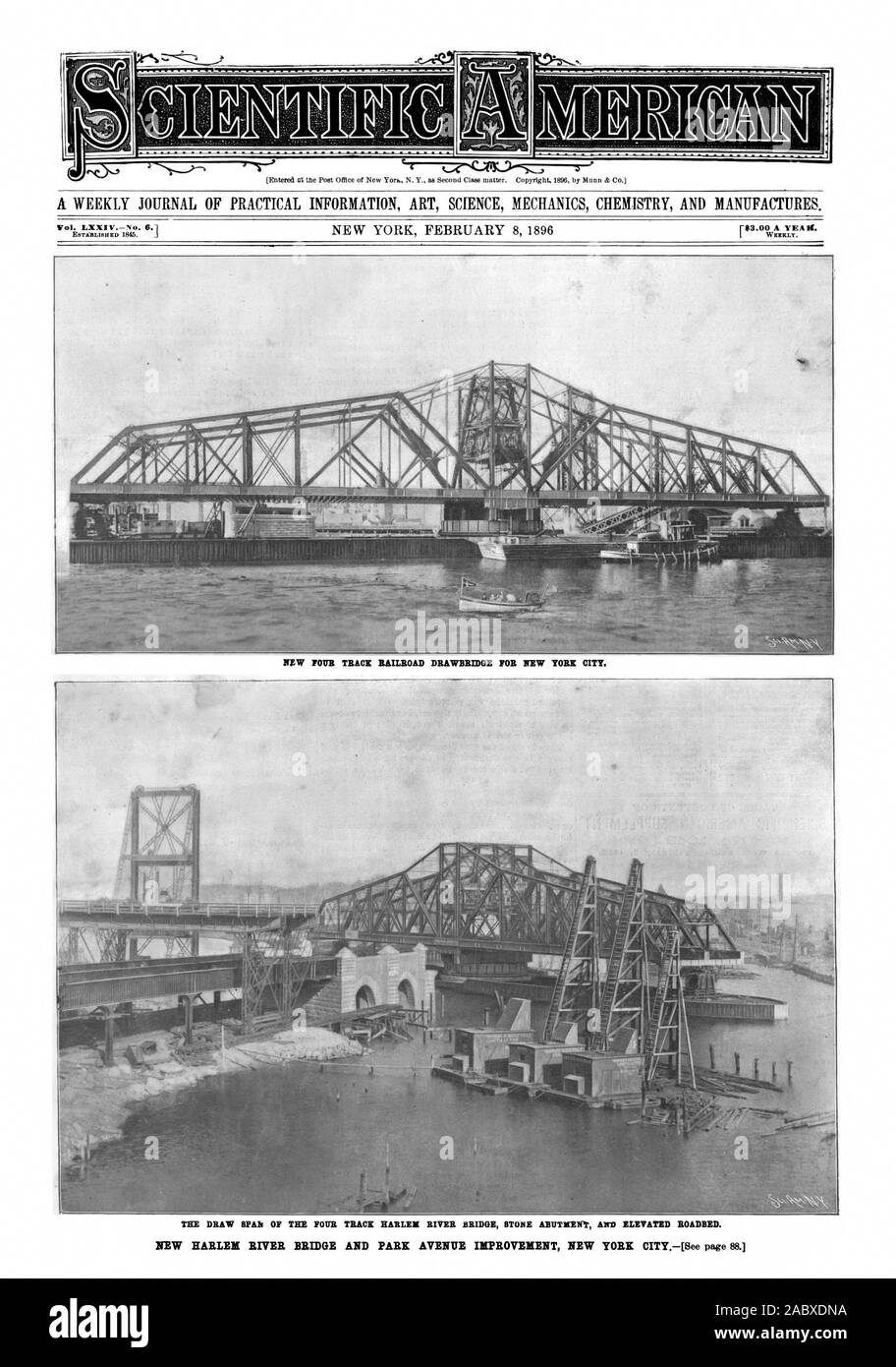 Four track harlem river bridge stone abutment awn elevated roadb Cut ...