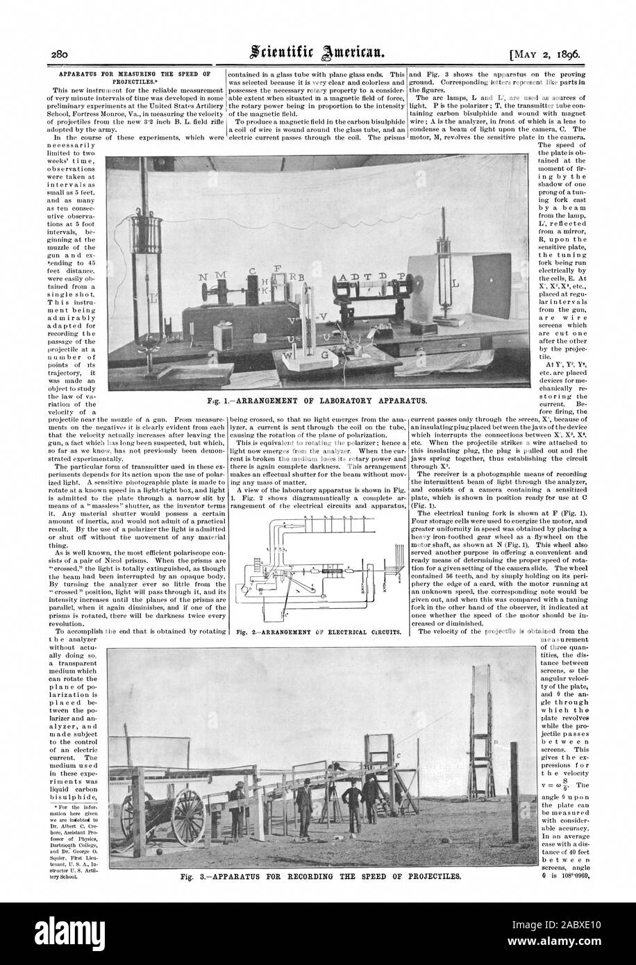 APPARATUS FOR MEASURING THE SPEED OF PROJECTILES. 1ARRANGEMENT OF ...