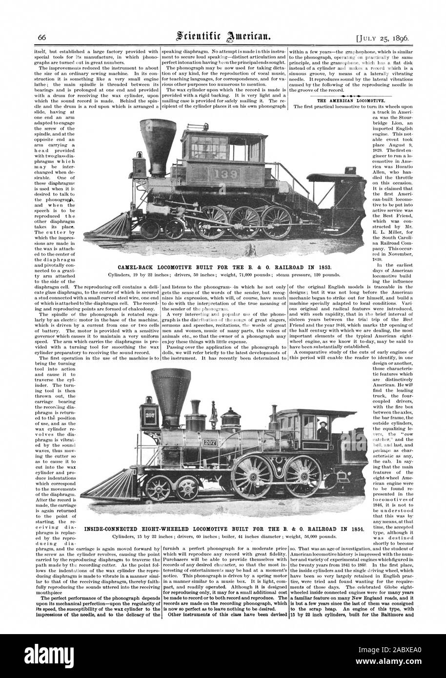 THE AMERICAN LOCOMOTIVE. CAMEL-BACK LOCOMOTIVE BUILT FOR THE B. & 0 ...
