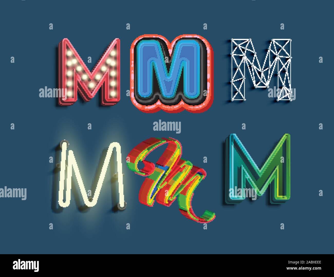 A character set of 6 different styled font, vector Stock Vector Image ...