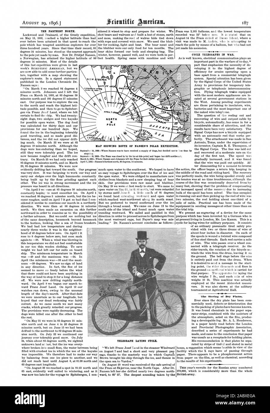 AUGUST 29 1896. THE FARTHEST NORTH. CYCLE TELEGRAPHS IN WAR. The ...