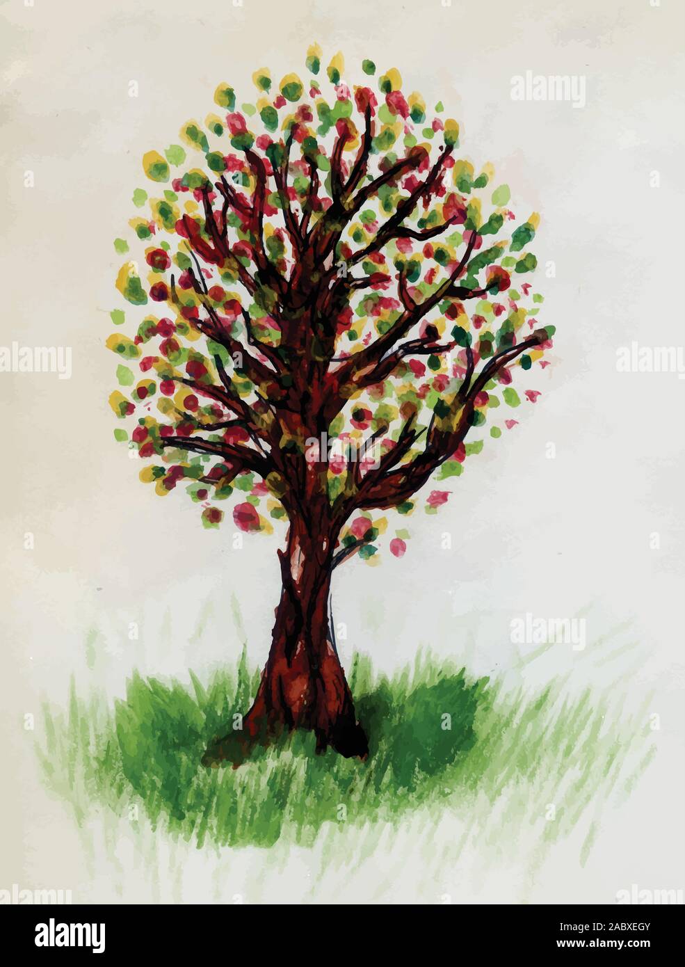 Grunge sketch of leafless tree on paper background Stock Vector Image ...