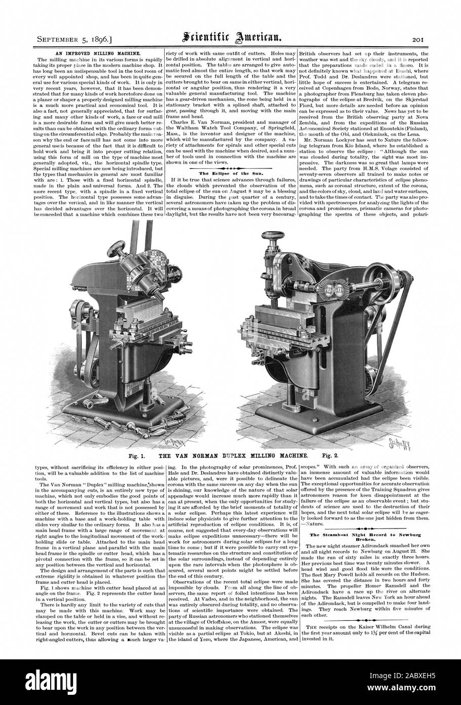 AN IMPROVED MILLING MACHINE. The Eclipse of the Sun. Fig. 1. THE VAN ...