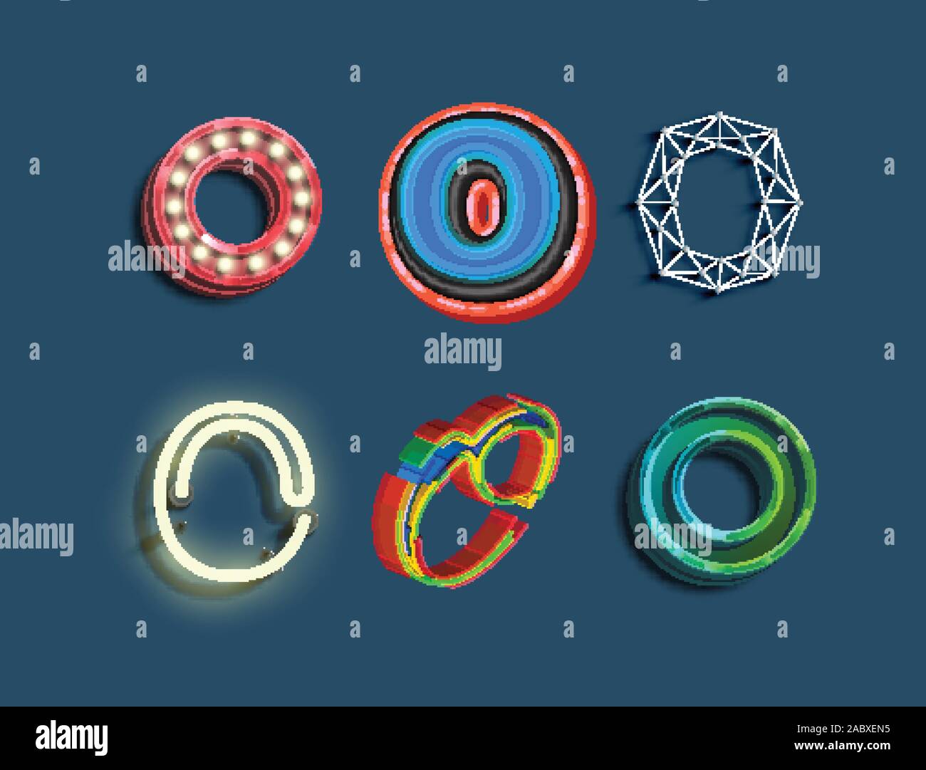 A character set of 6 different styled font, vector Stock Vector Image ...