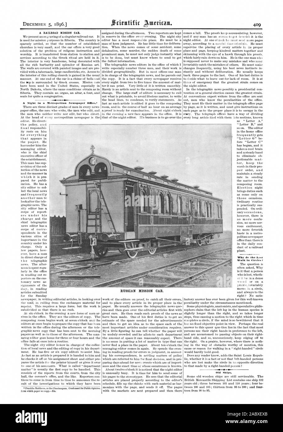 A RAILROAD MISSION CAR. A Night in a Metropolitan Newspaper °Mee. Why ...