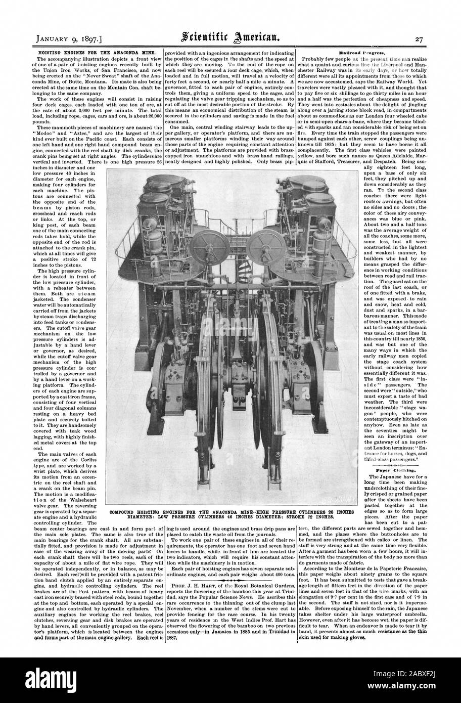 HOISTING ENGINES FOR THE ANACONDA MINE. Railroad Progress. Paper ...