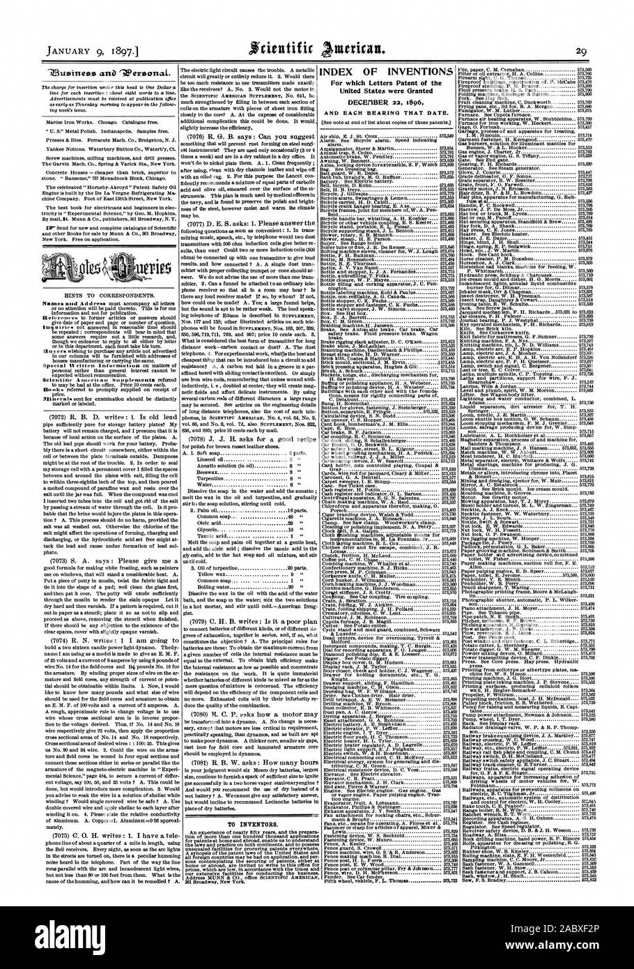 1897 patent hi-res stock photography and images - Alamy