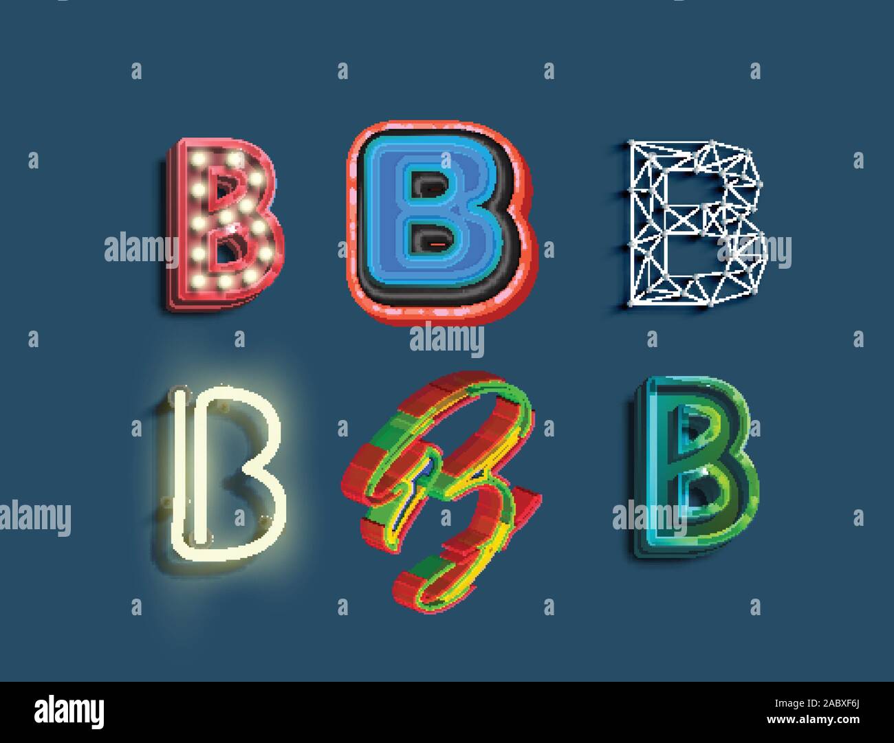 A character set of 6 different styled font, vector Stock Vector Image ...