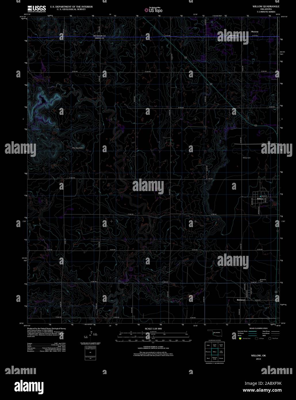 Map of willow oklahoma hi-res stock photography and images - Alamy