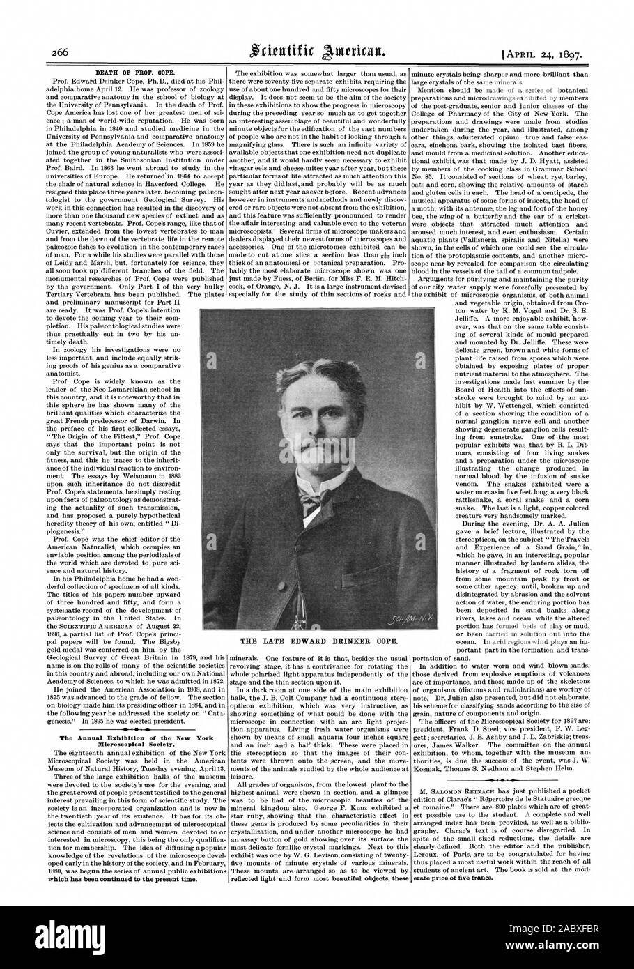 DEATH OF PROF. COPE. The Annual Exhibition of the New York ...