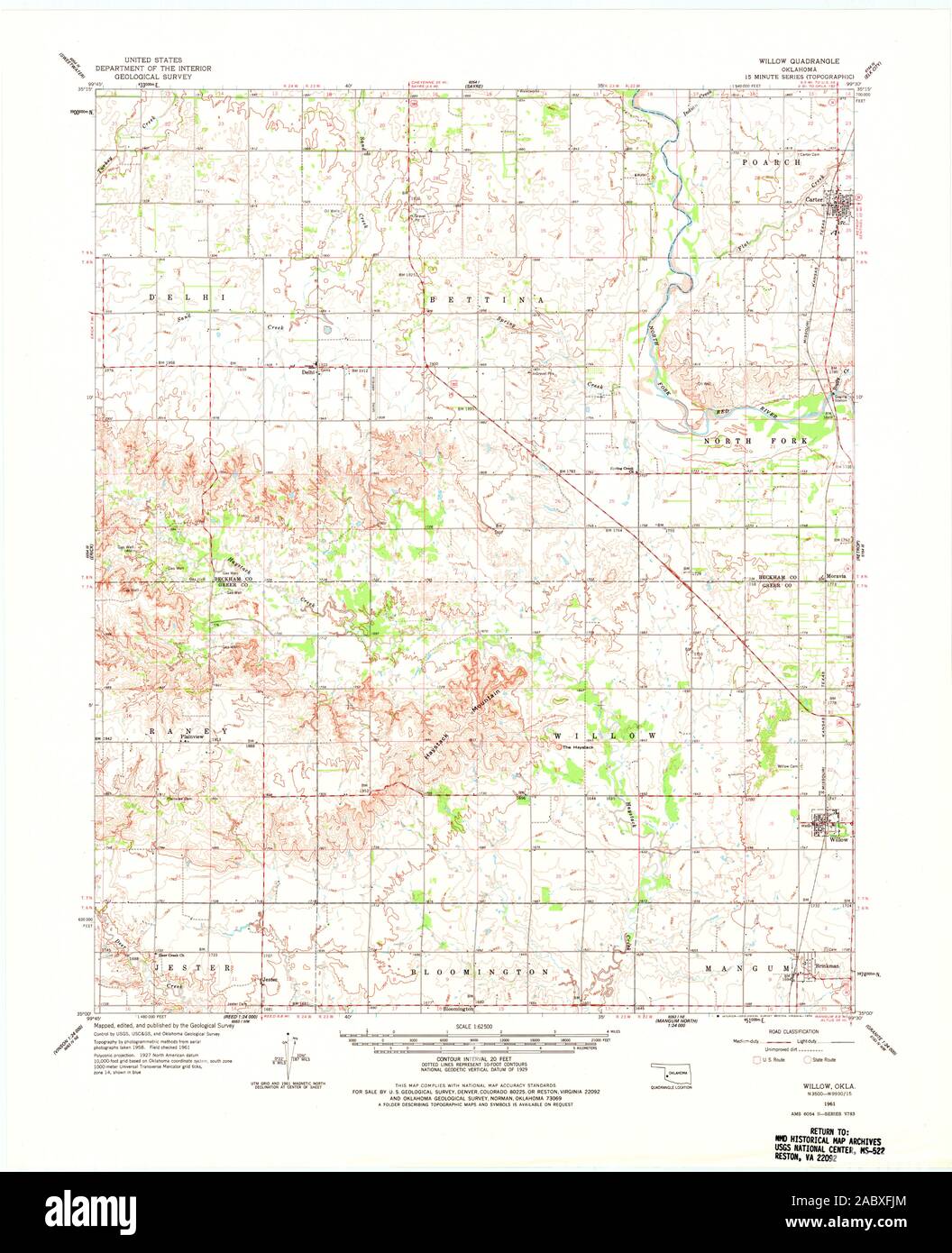 Map of willow oklahoma hi-res stock photography and images - Alamy