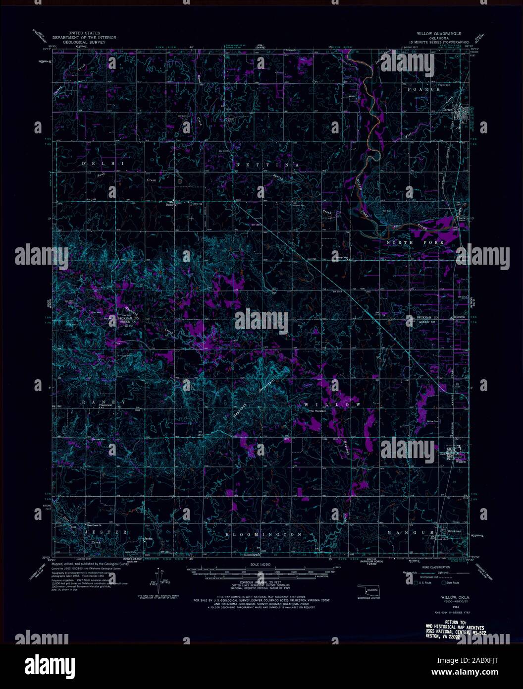 Map of willow oklahoma hi-res stock photography and images - Alamy