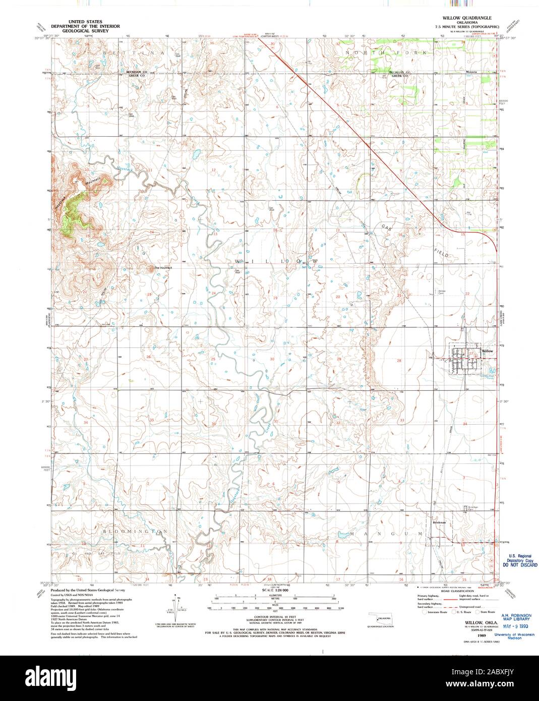 Map of willow oklahoma hi-res stock photography and images - Alamy