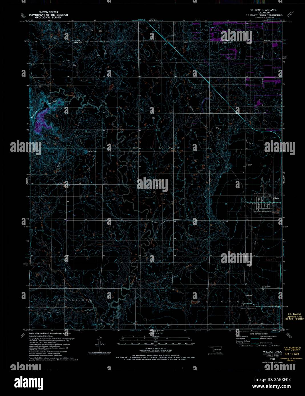 Map of willow oklahoma hi-res stock photography and images - Alamy