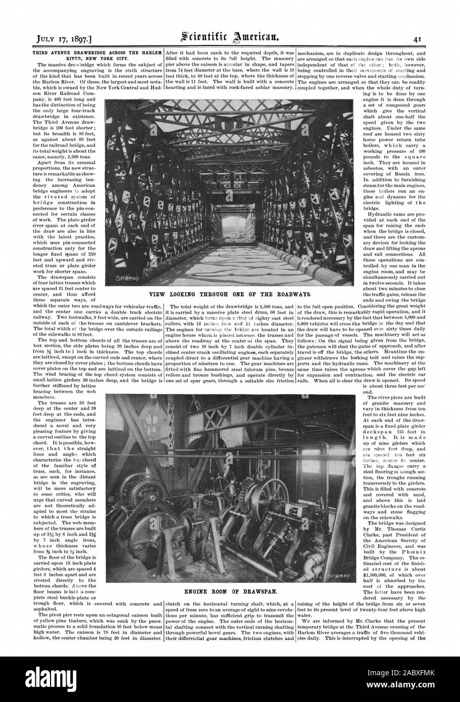 THIRD AVENUE DRAWBRIDGE ACROSS THE HARLEM RIVER NEW YORK CITY. ENGINE ...