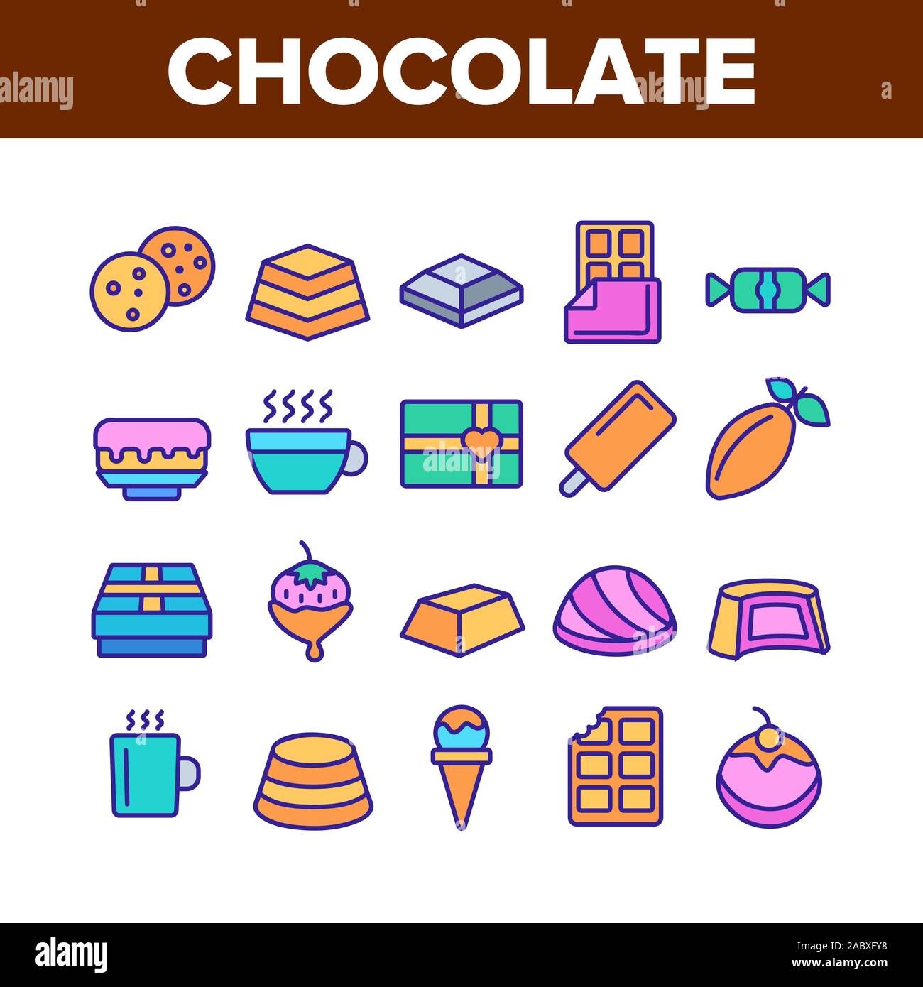 Chocolate Collection Elements Icons Set Vector Stock Vector Image & Art ...