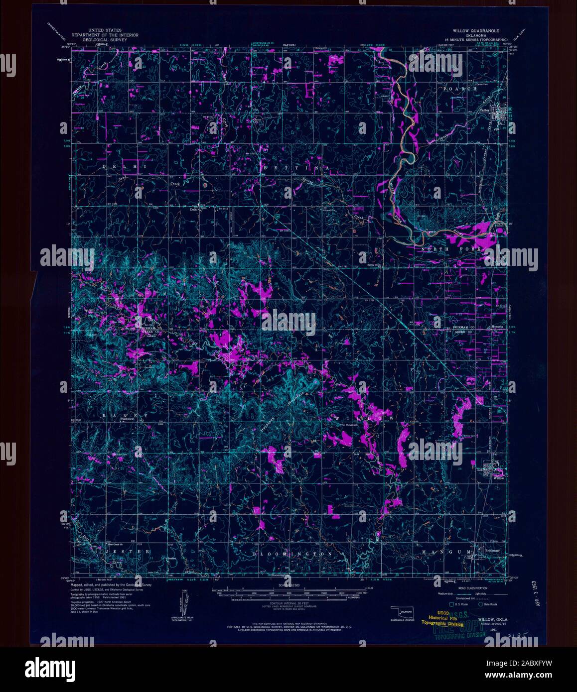 Map of willow oklahoma hi-res stock photography and images - Alamy
