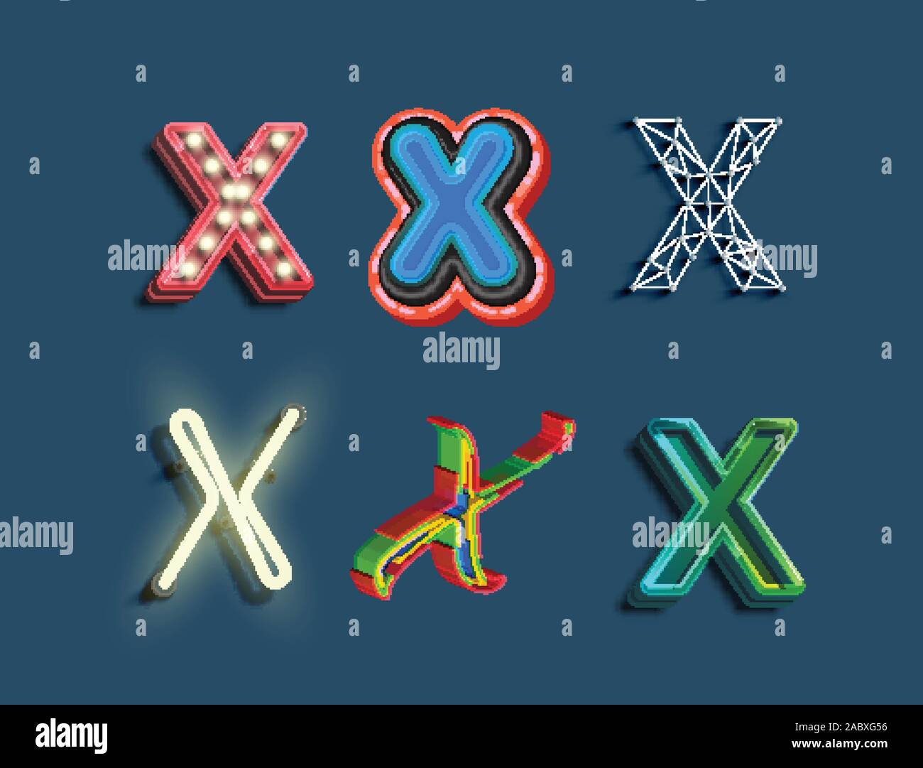 A character set of 6 different styled font, vector Stock Vector Image ...