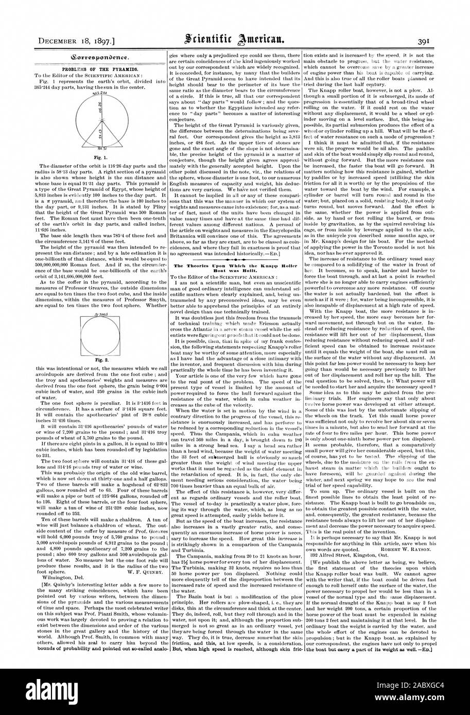PROBLEMS OF THE PYRAMIDS. The Theories Upon Which the Knapp Roller Boat ...