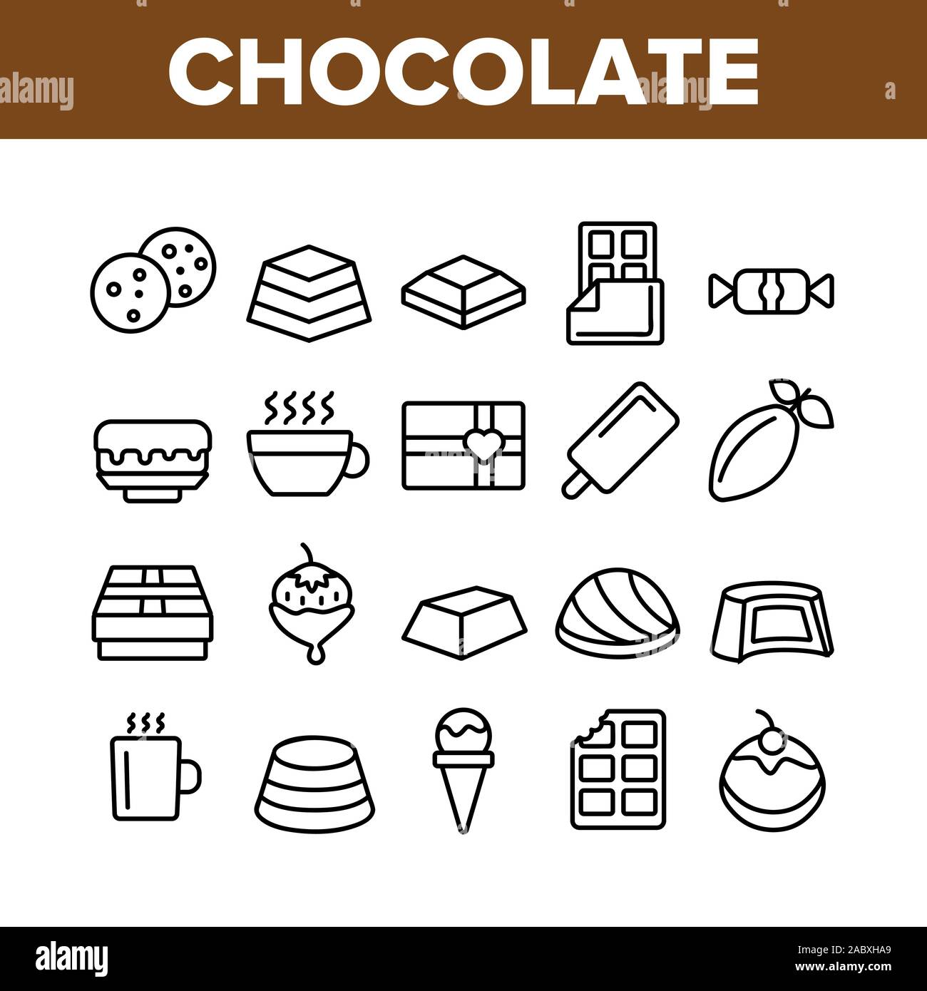 Chocolate Collection Elements Icons Set Vector Stock Vector Image & Art ...
