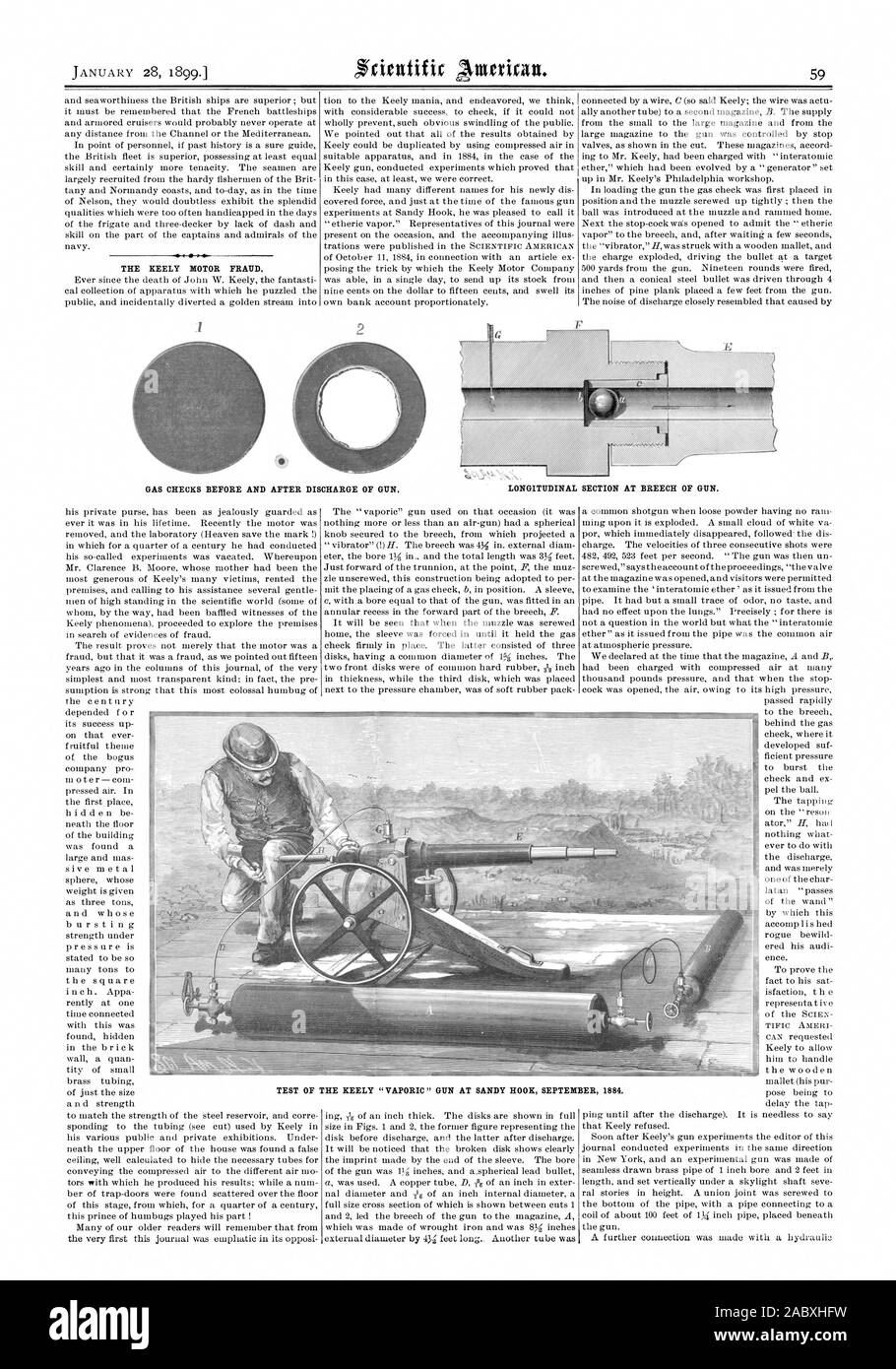 THE KEELY MOTOR FRAUD. GAS CHECKS BEFORE AND AFTER DISCHARGE OF GUN ...