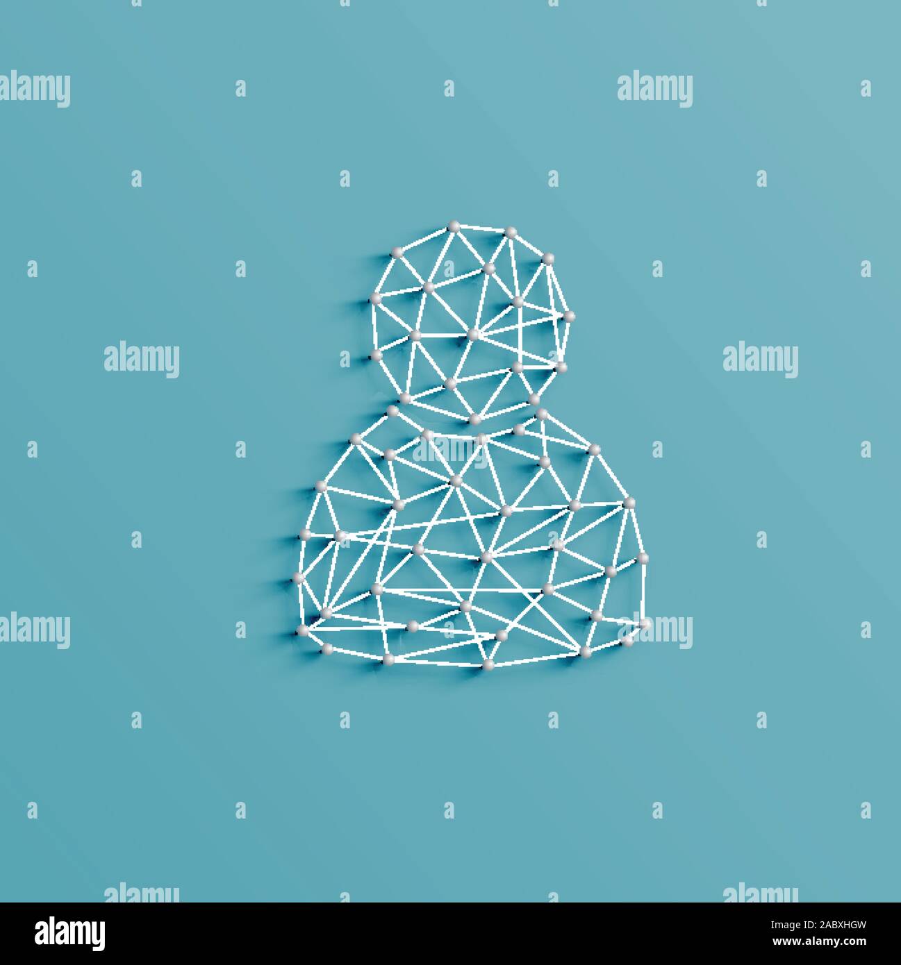 Realistic illustration of a figure icon made by pins and strings ...