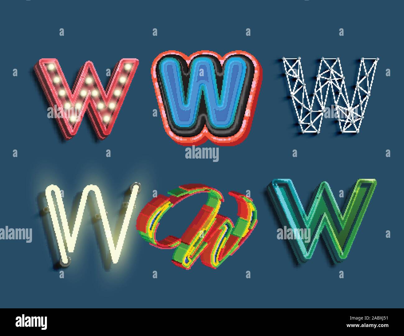 A character set of 6 different styled font, vector Stock Vector Image ...