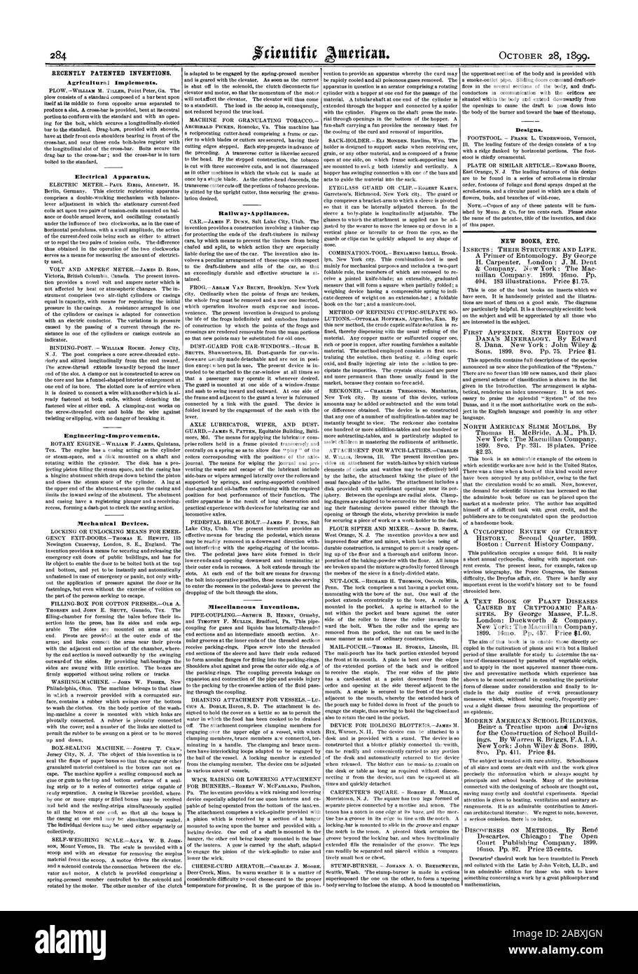 RECENTLY PATENTED INVENTIONS. Agricultural Implements. Electrical ...